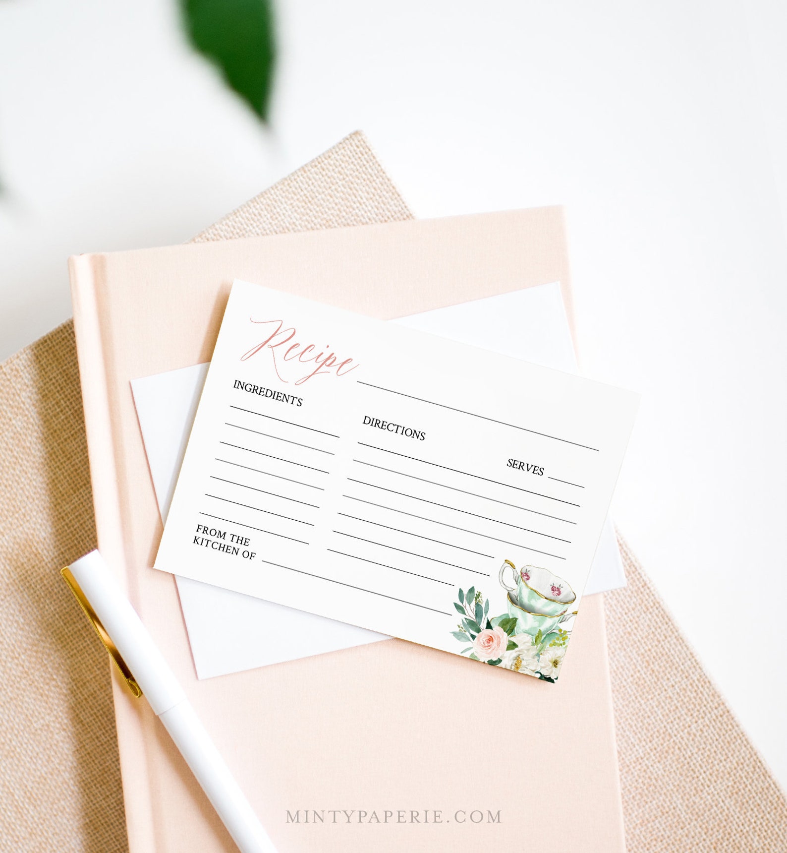 Tea Party Recipe Card Printable Printable Bridal Shower - Etsy