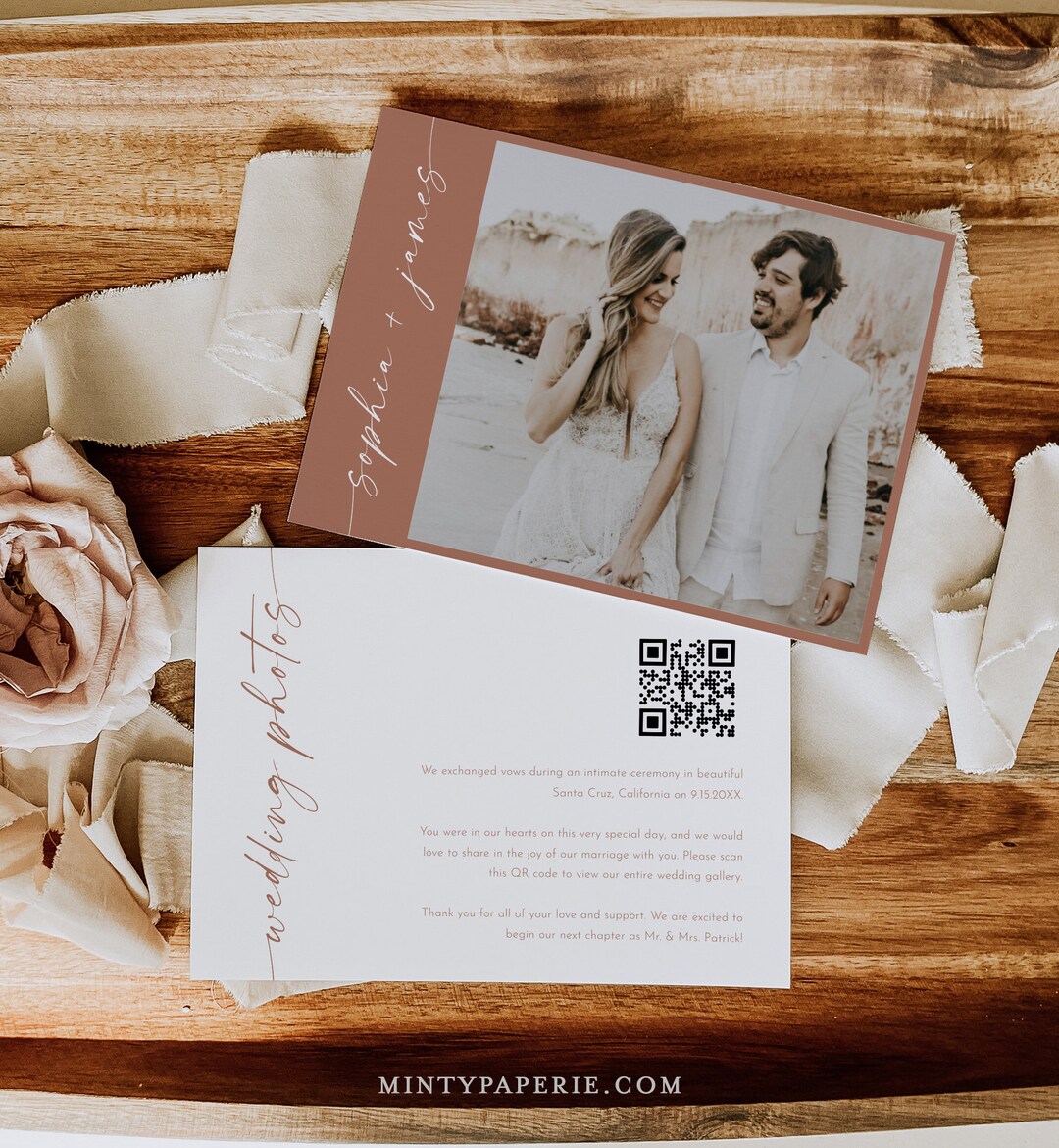 Elopement Announcement, Wedding Photos QR Code Card, Wedding Photo ...
