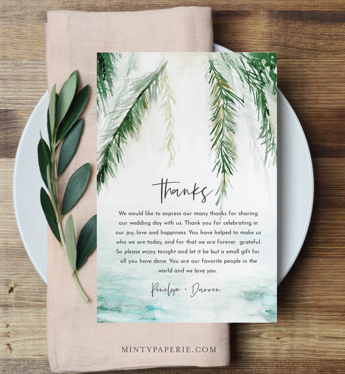 Beach Thank You Letter Template, Editable Tropical Wedding Thank You ...