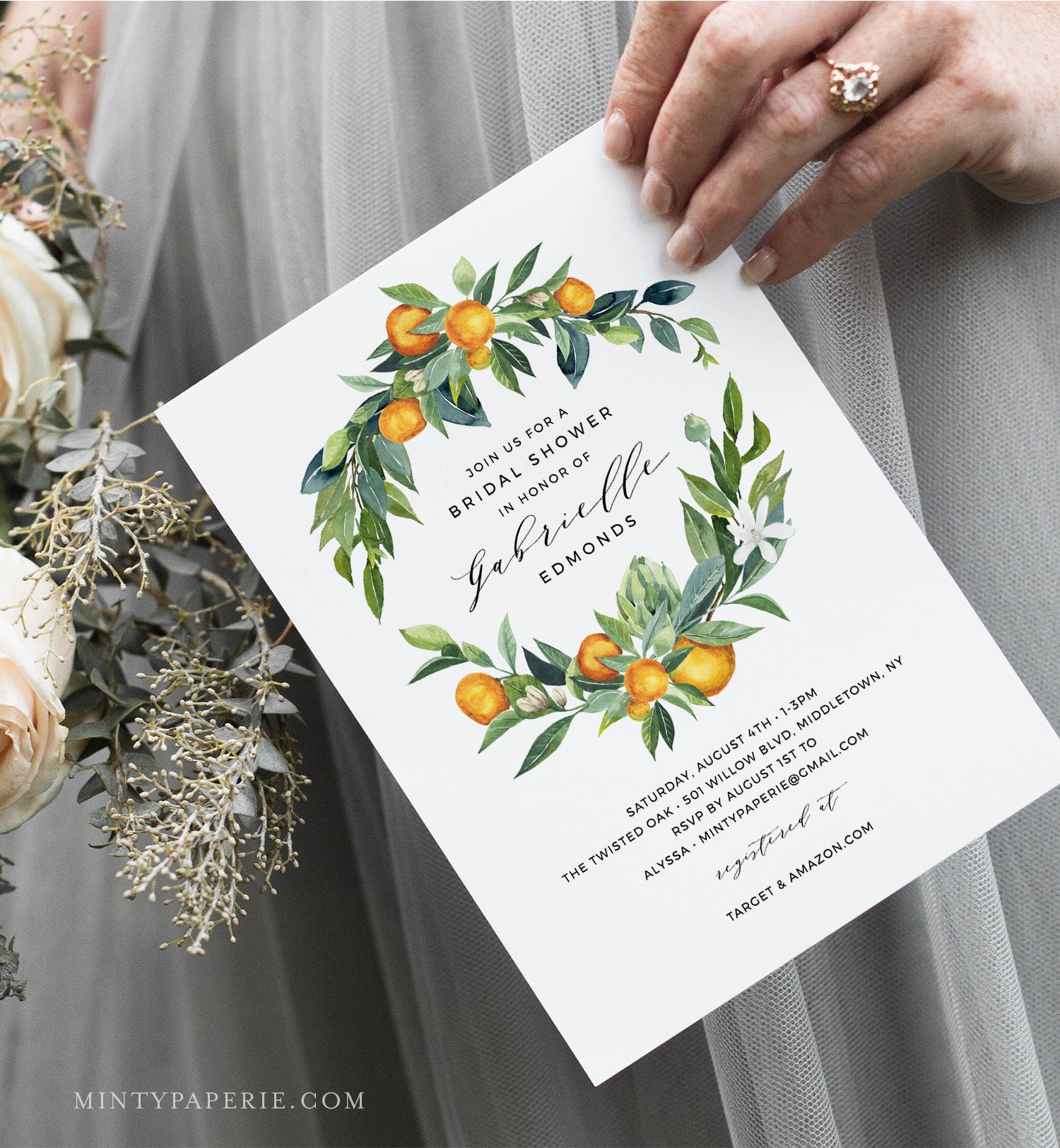 Citrus Bridal Shower Invitation Template INSTANT DOWNLOAD | Etsy