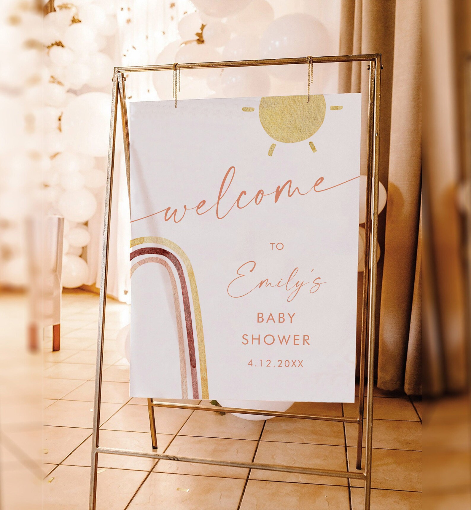 Boho Rainbow Welcome Sign Template, Printable Birthday, Baby Shower ...
