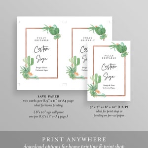 Cactus Custom Sign Template, Succulent Greenery Wedding or Bridal ...