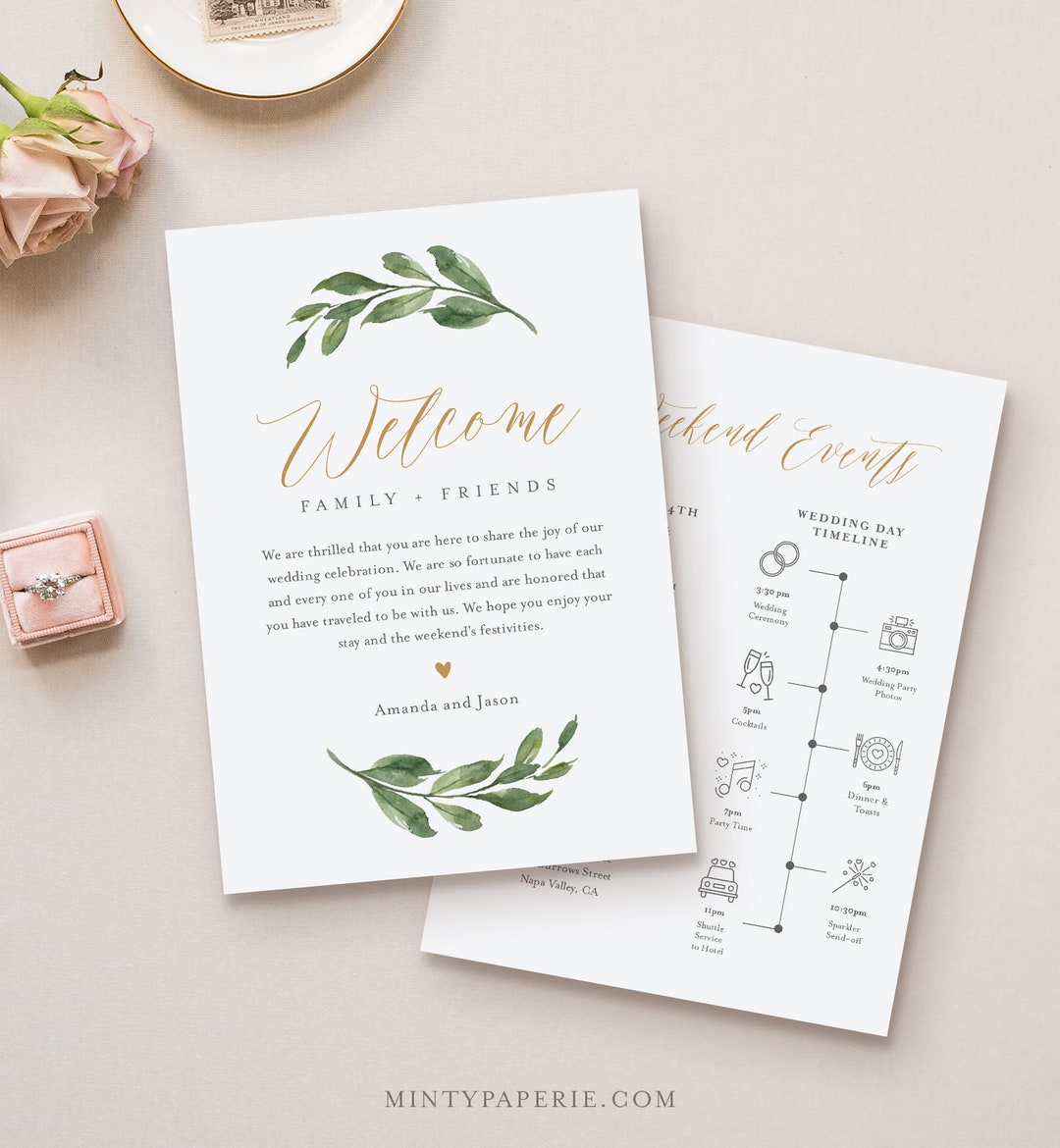 Welcome Bag Letter Template, Editable Welcome Letter & Itinerary ...