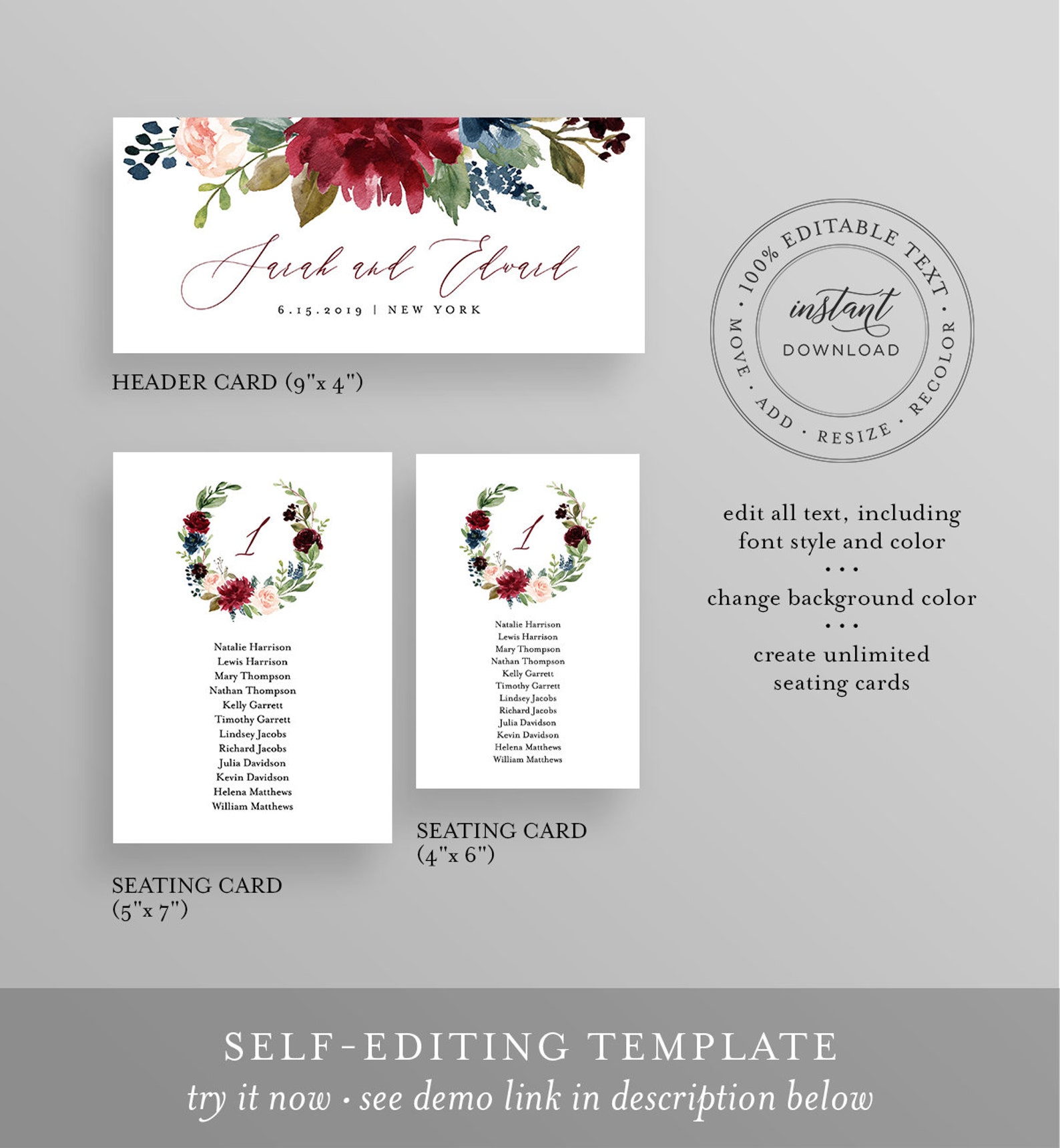 Boho Seating Chart Template Printable Wedding Seating Card - Etsy