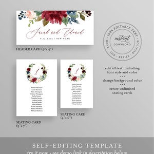 Boho Seating Chart Template, Printable Wedding Seating Card, Seating ...