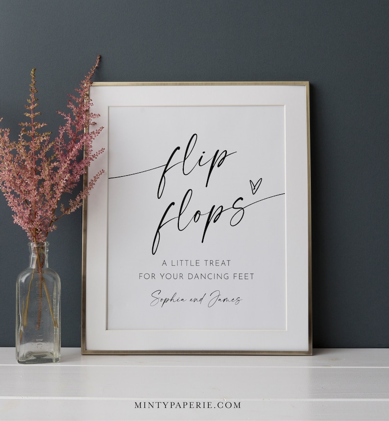 Flip Flop Sign, Wedding Dancing Feet Sign, Minimalist Dance Floor ...