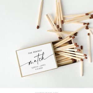 Minimalist Matchbox Label, the Perfect Match, Customized Wedding Favor ...