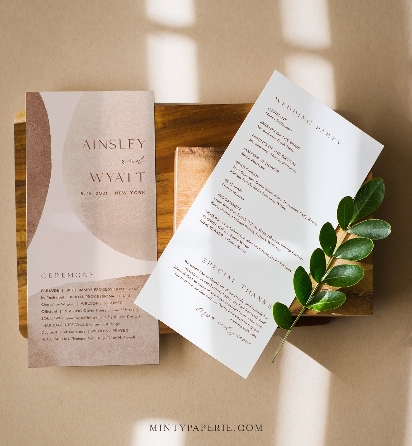 Earthy Abstract Art Wedding Program Template Modern Order of - Etsy
