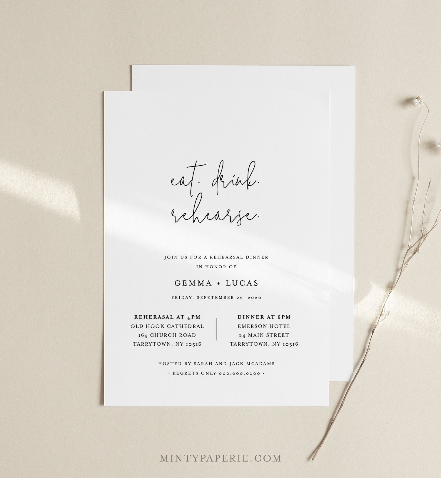 Minimalist Rehearsal Dinner Invitation Template, Modern Simple ... Minimalist Rehearsal Dinner Invitation Template, Modern Simple ...
