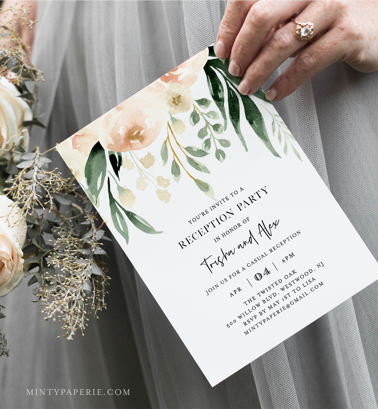 Reception Party Invitation Template Elopement Invite Casual Wedding