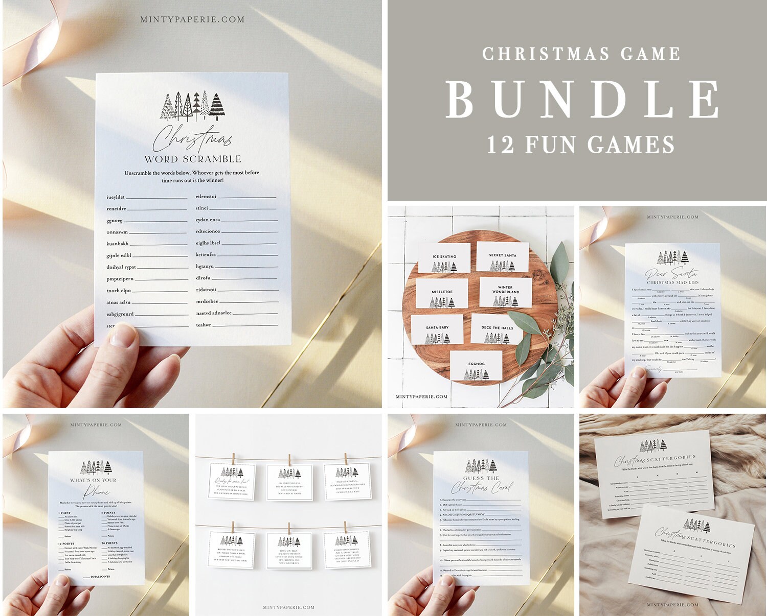 Christmas Bingo Game Printable Holiday Party Game Family Fun | Etsy