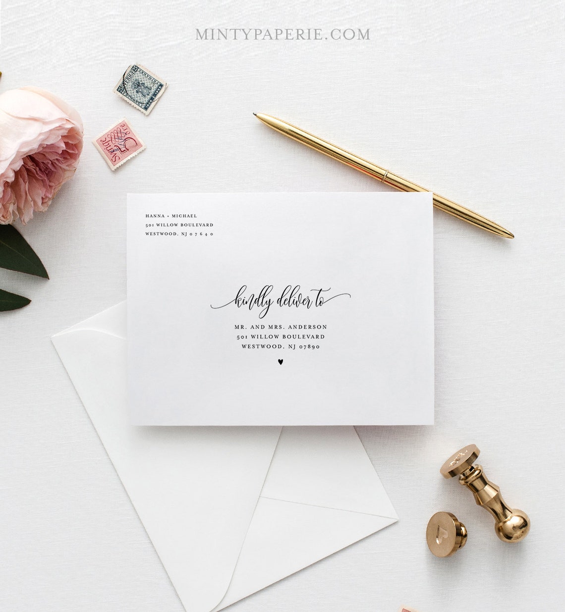 Wedding Address Template Modern Calligraphy Envelope - Etsy