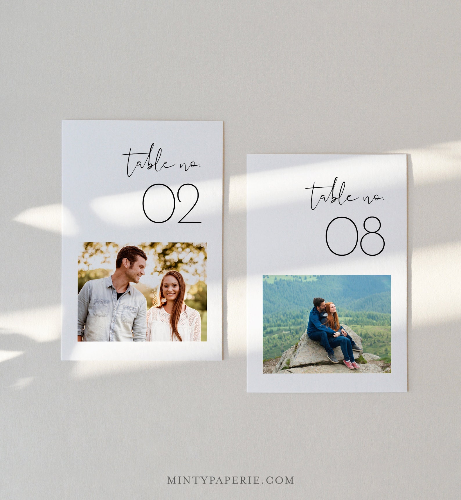 Photo Table Number Card Template, Minimalist Simple Clean Wedding Table ...