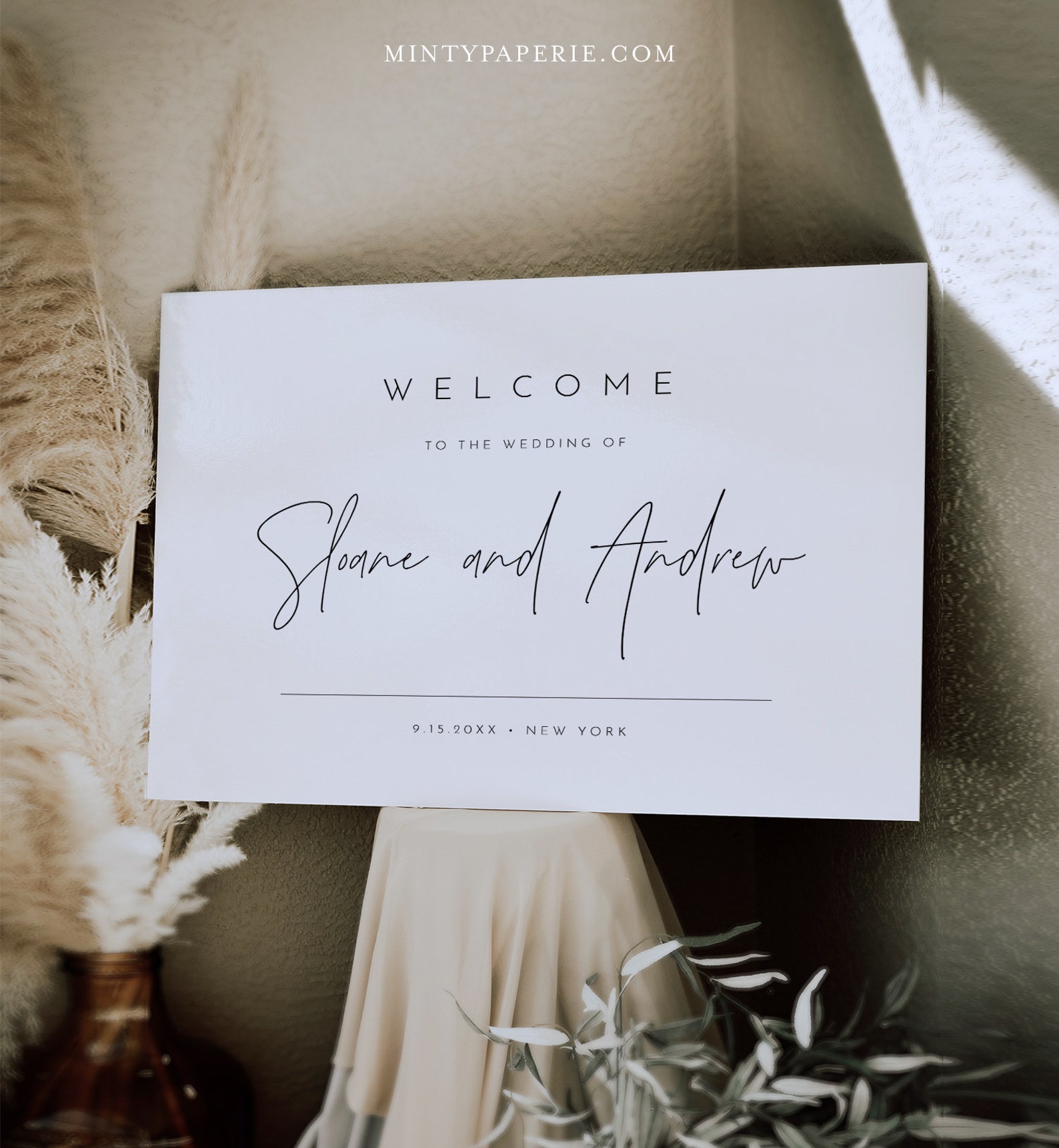 Minimalist Welcome Sign Printable Classic Modern Wedding or - Etsy