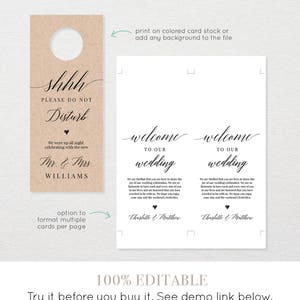 Door Hanger Template, Wedding Welcome Letter / Note, Printable Do Not ...