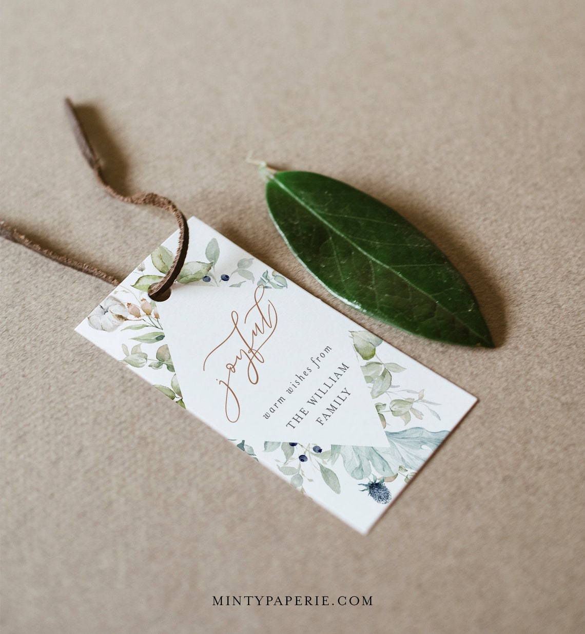 Holiday Gift Tag Template Printable Winter Joyful Favor Tag - Etsy