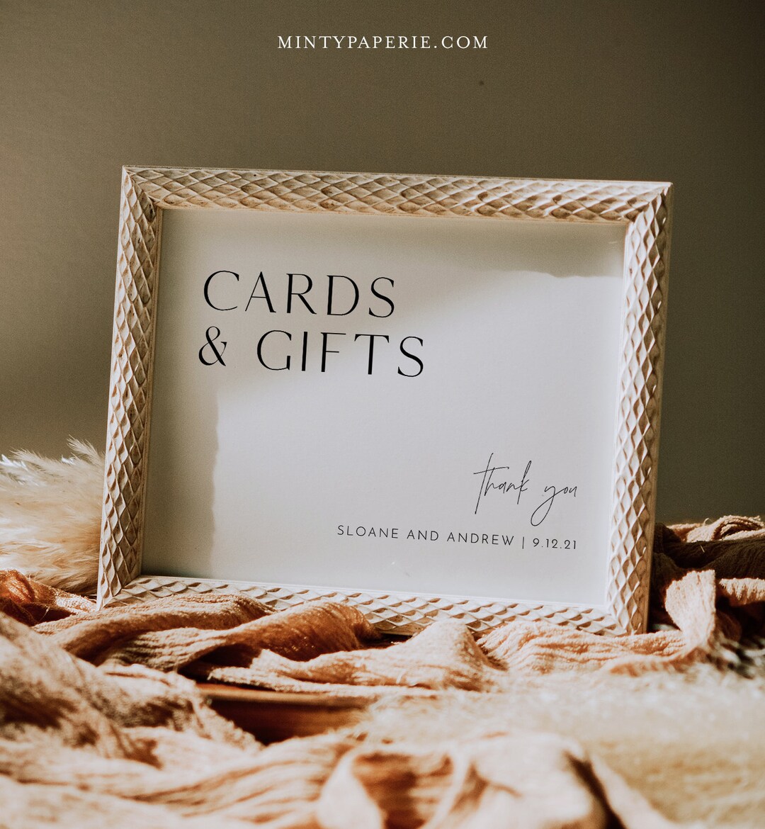 Minimalist Cards and Gifts Sign, Printable Wedding Gift, Editable ...