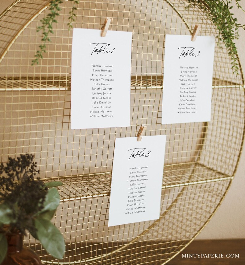 Seating Chart Template Modern Minimalist Wedding Seating - Etsy