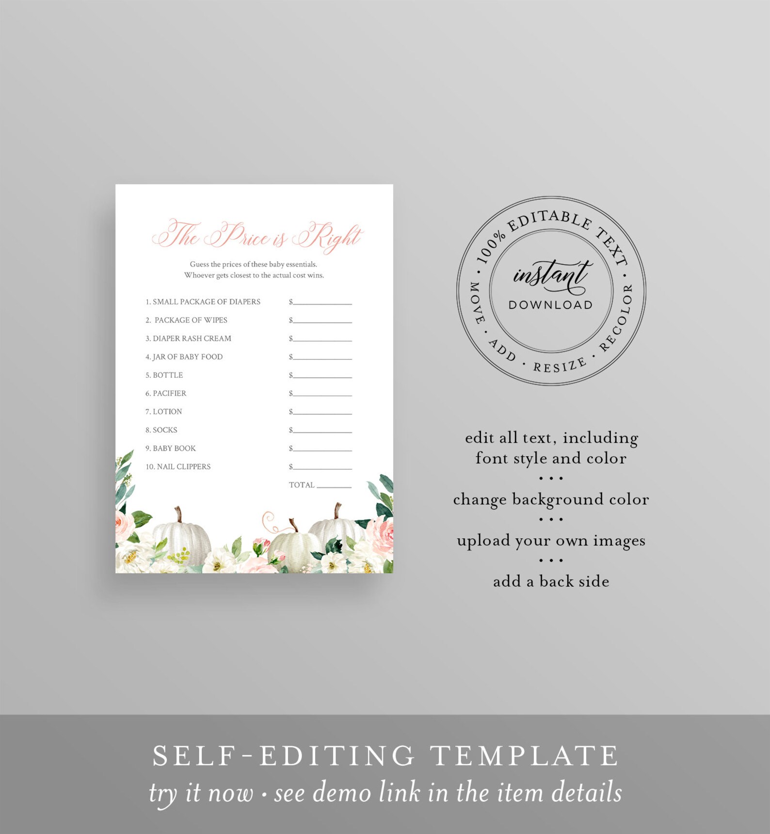 The Price is Right Game Template Social Distance Baby Shower - Etsy