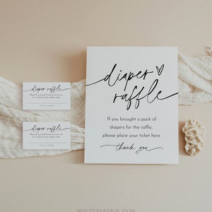 Diaper Raffle Game, Printable Minimalist Baby Shower Diaper Raffle ...