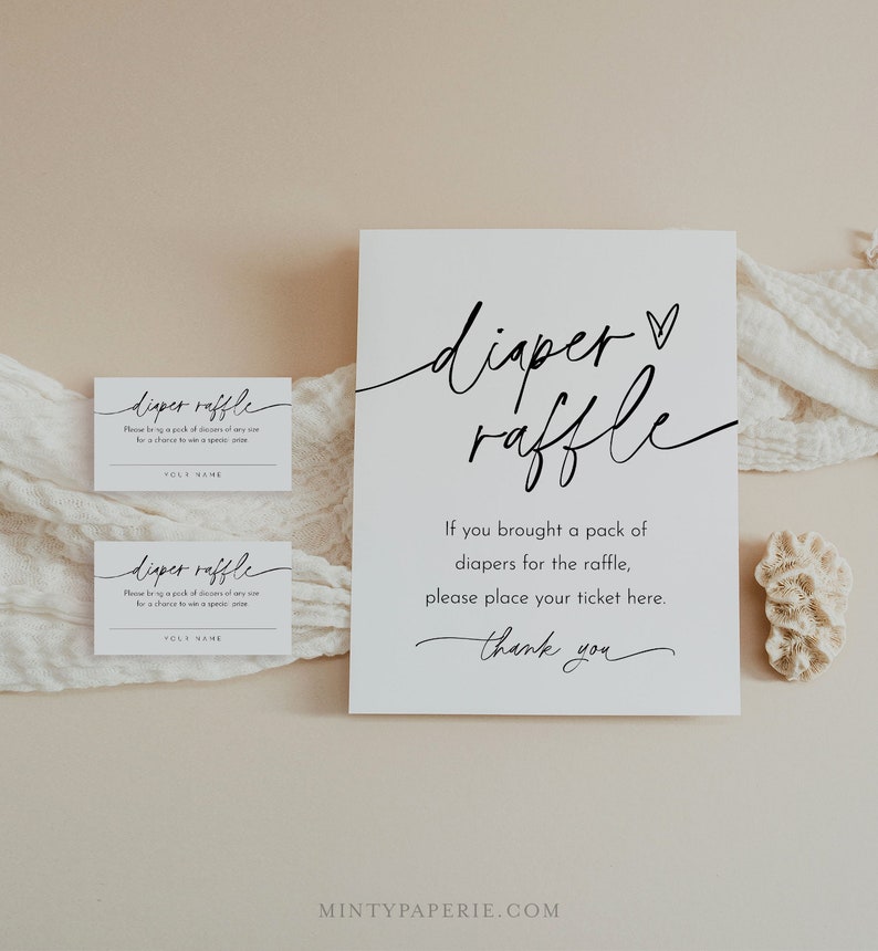 Diaper Raffle Game, Printable Minimalist Baby Shower Diaper Raffle ...