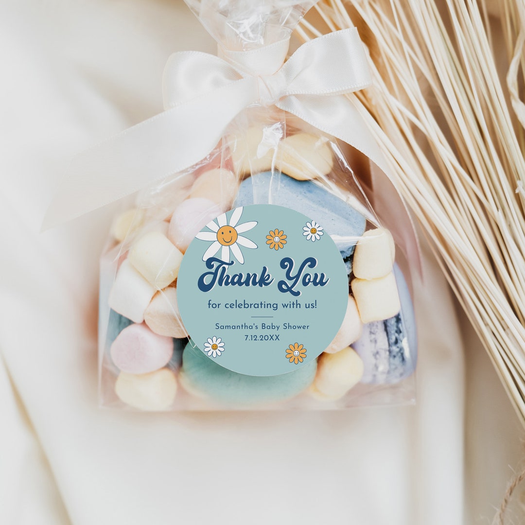 Groovy Favor Tag / Label Template, Hippie Boy Baby Shower Sticker ...