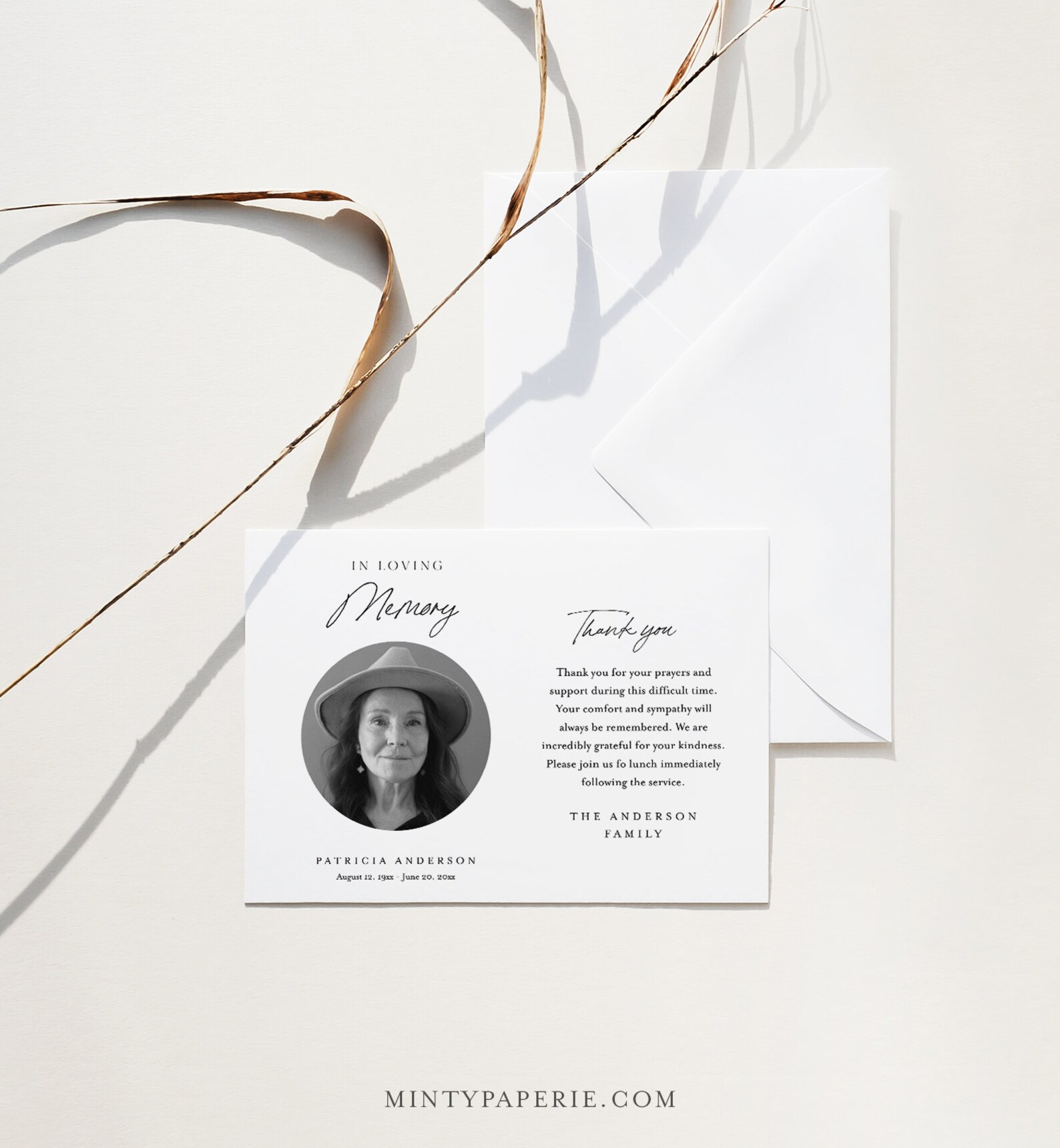 Funeral Thank You Card Minimalist Sympathy Card Photo - Etsy