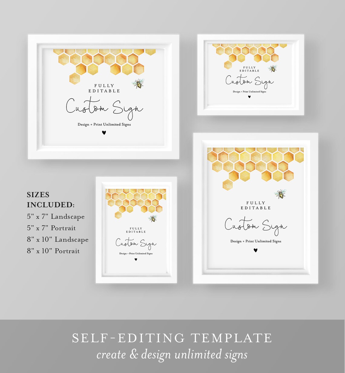 Honeycomb Custom Sign Template, Bumble Bee Wedding, Bridal Shower, Baby ...