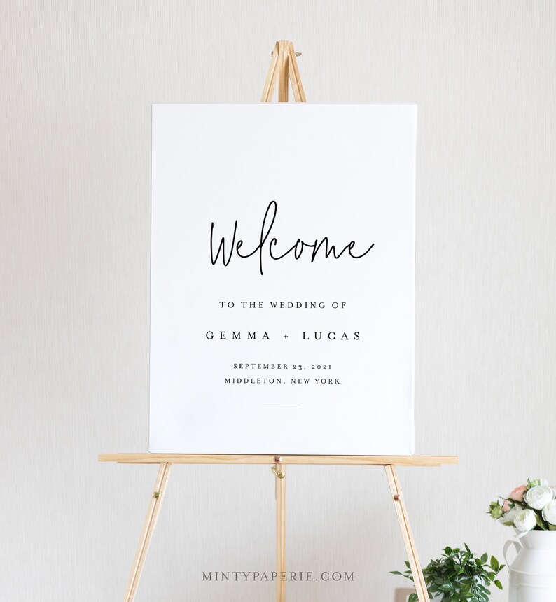 Minimalist Welcome Sign, Printable Modern Simple Wedding or Bridal ...