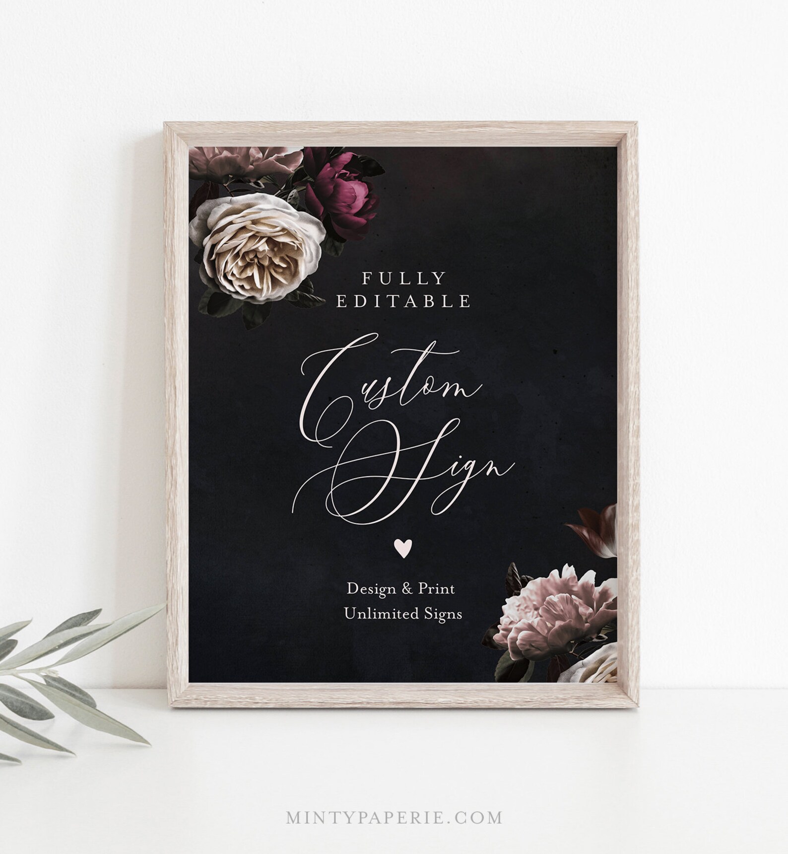 Moody Floral Custom Sign Template Design & Create Unlimited | Etsy
