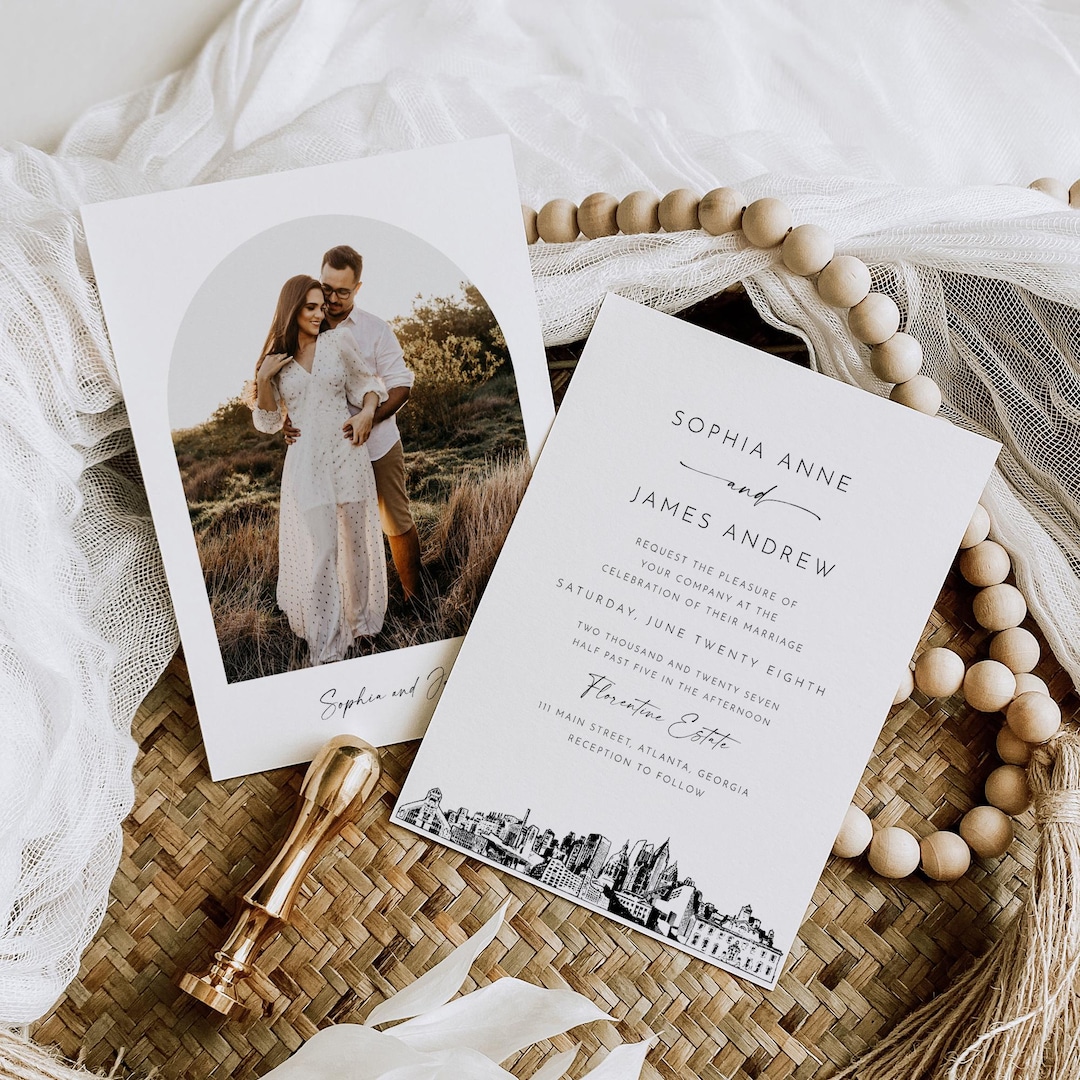 Atlanta Wedding Invitation Set, Atlanta, Georgia Skyline, ATL, Photo ...