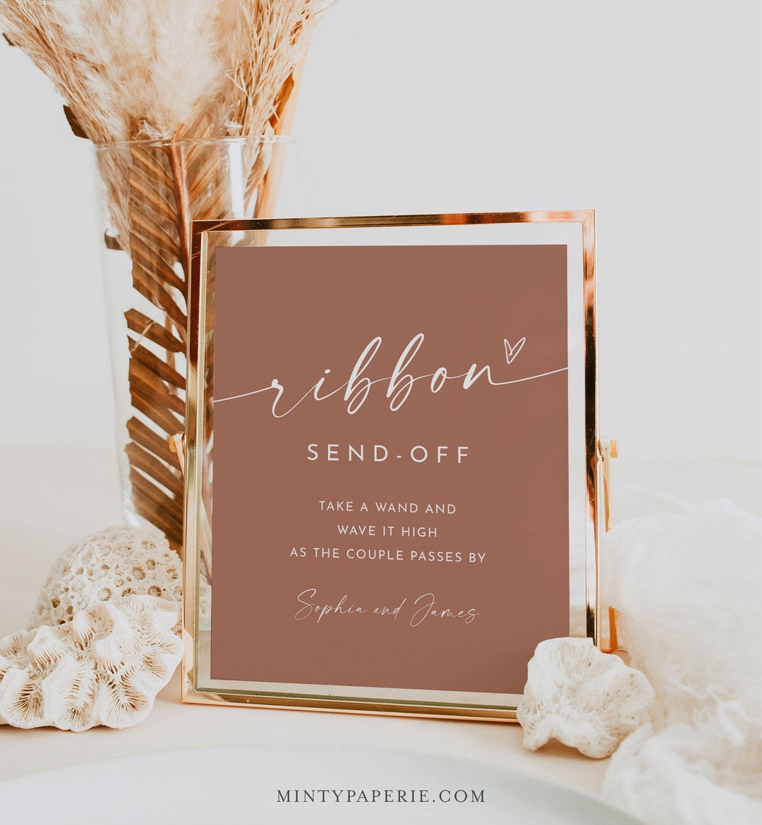 Ribbon Send off Sign, Printable Bohemian Wedding Streamer, Wave a Wand ...