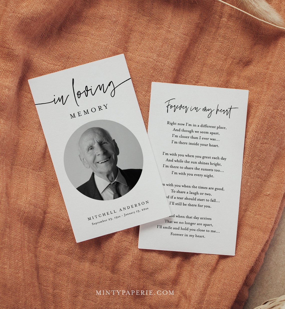 Prayer Card Template Memorial Prayer Card Minimalist | Etsy