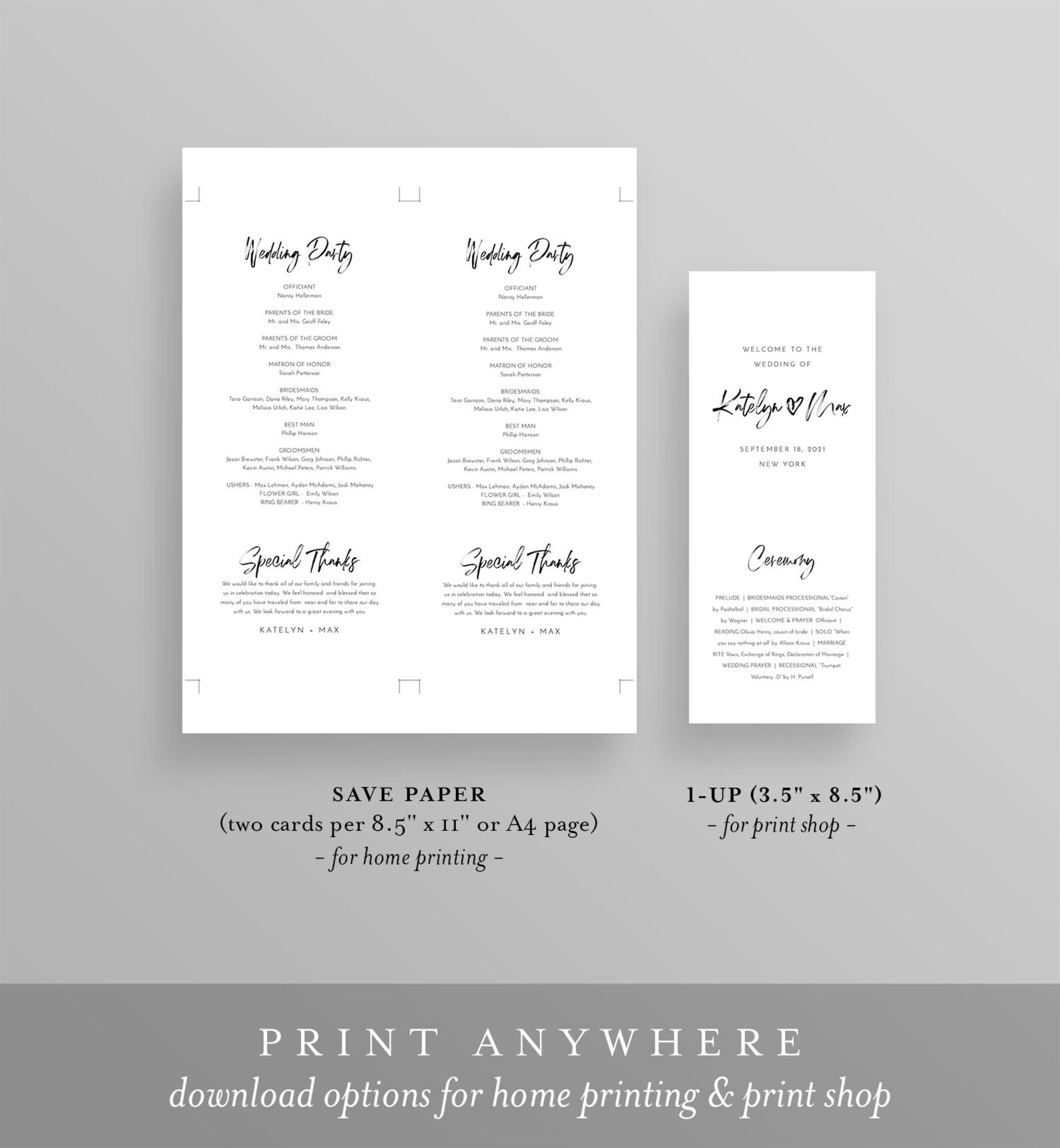 Modern Script Wedding Program Template Minimalist Order of - Etsy