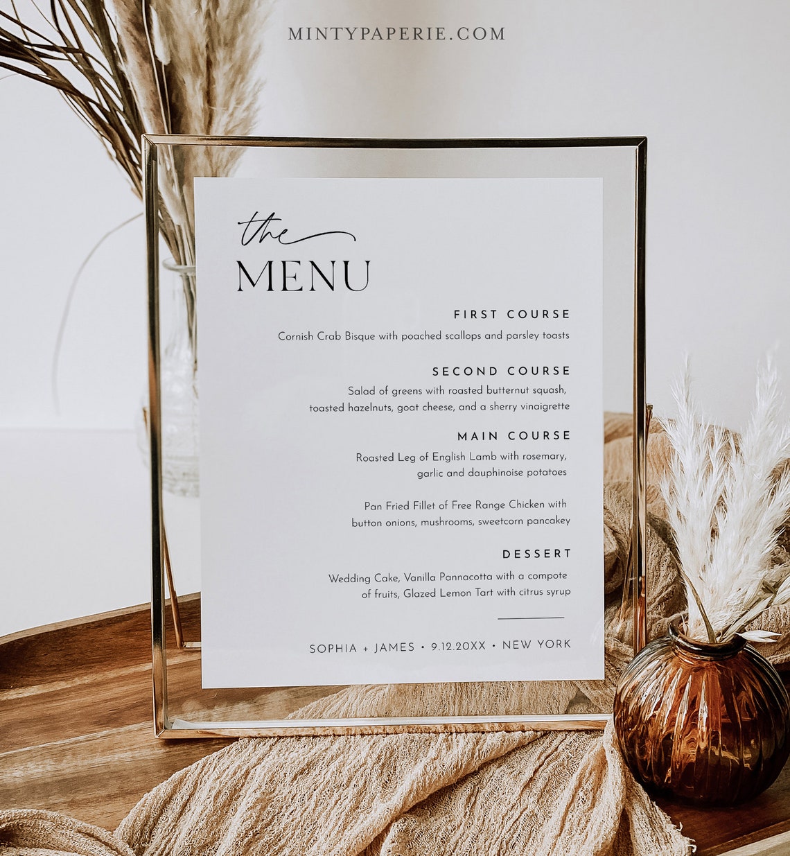 Dinner and Drink Menu Sign, Printable Modern Wedding Reception/ Bar Menu Sign, Editable Template ...