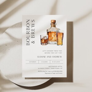 Bourbon and Brews Couples Shower Invitation Template, Whiskey and Beer ...