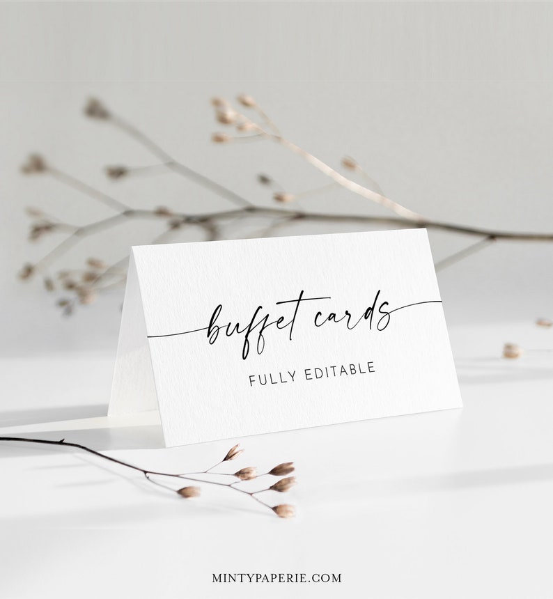 Minimalist Buffet Card Template Food Label Modern Wedding - Etsy