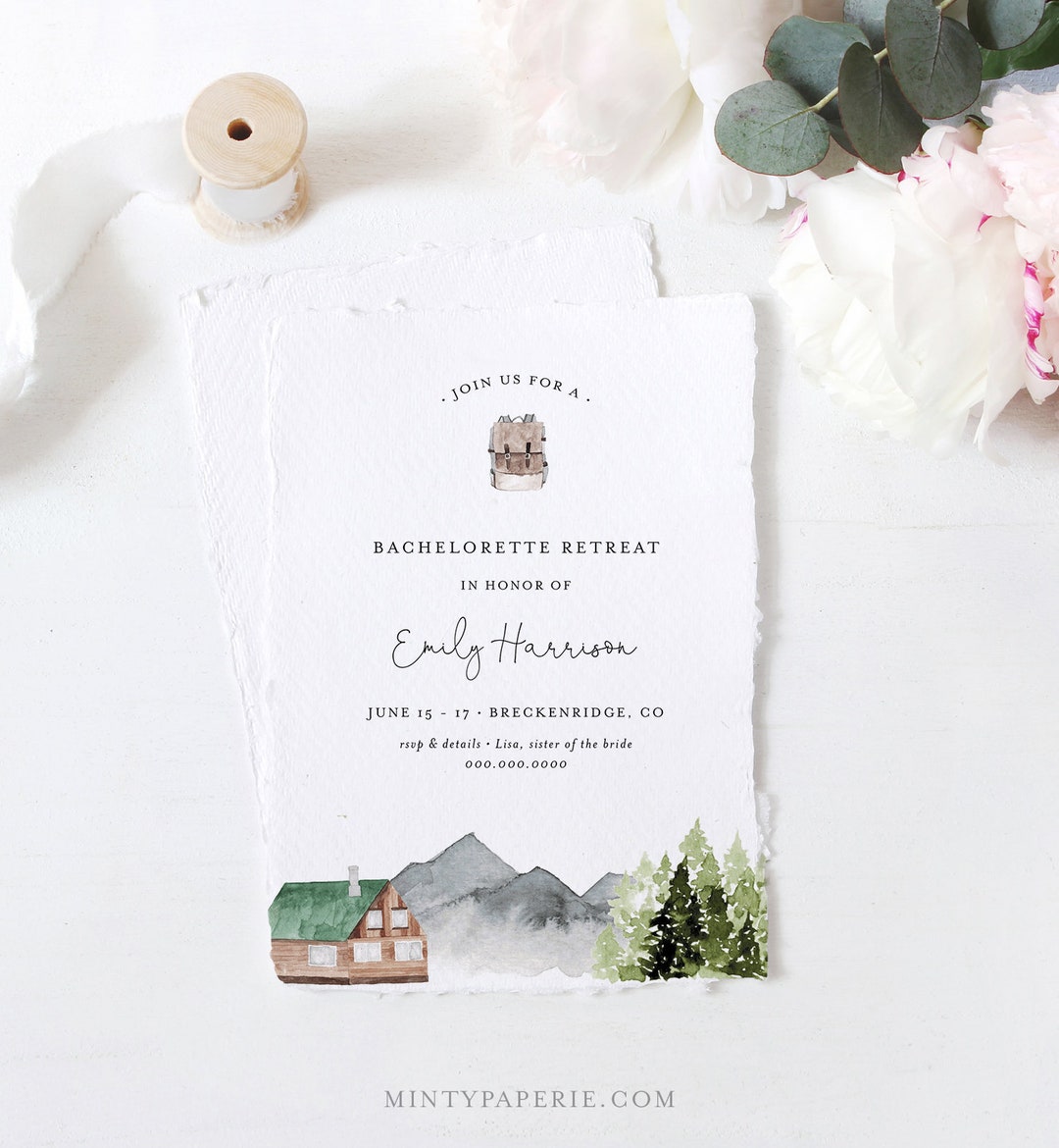 Bachelorette Retreat Weekend Invitation & Itinerary, Mountain ...
