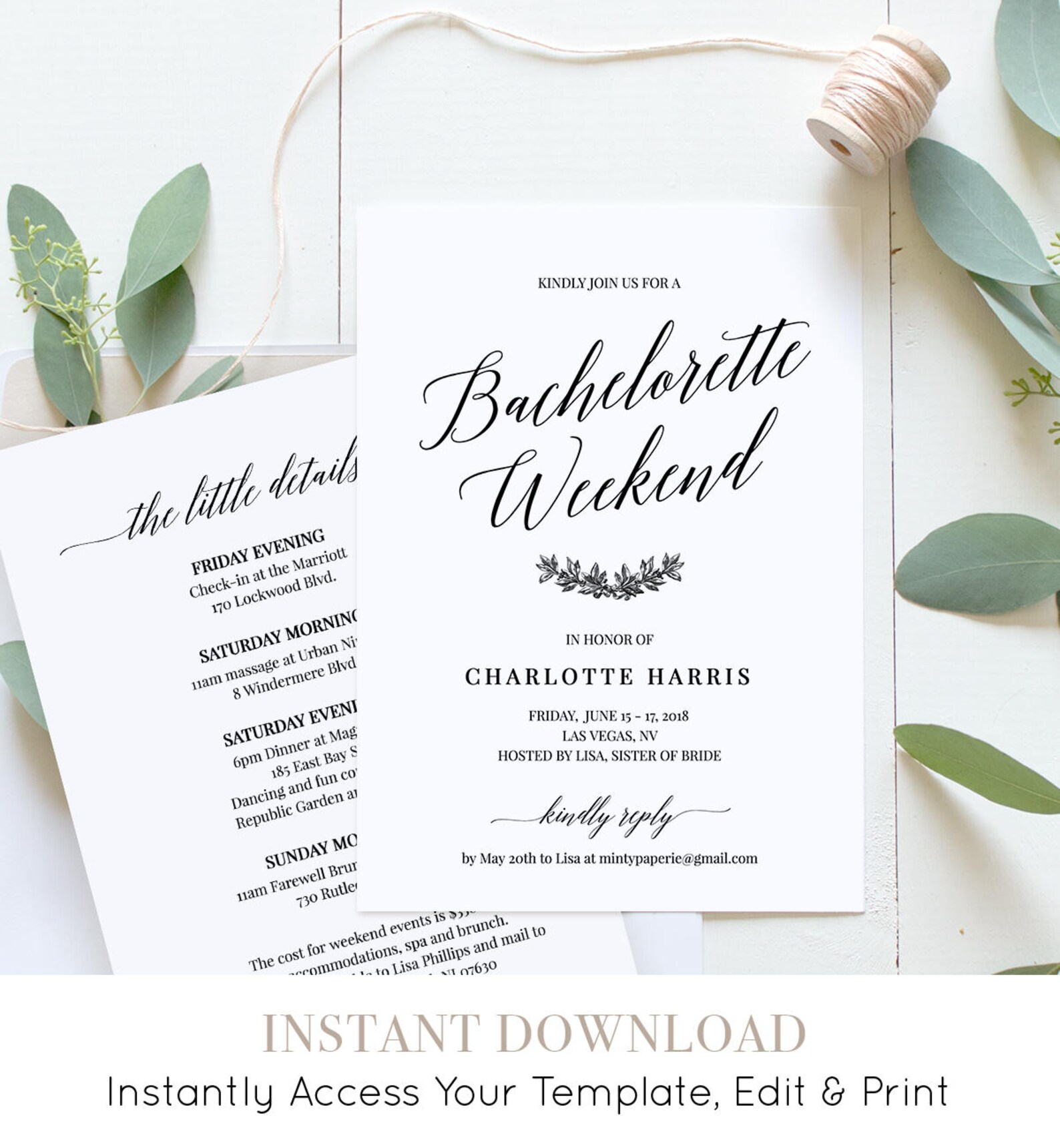 Bachelorette Party Weekend Invitation Itinerary Agenda - Etsy