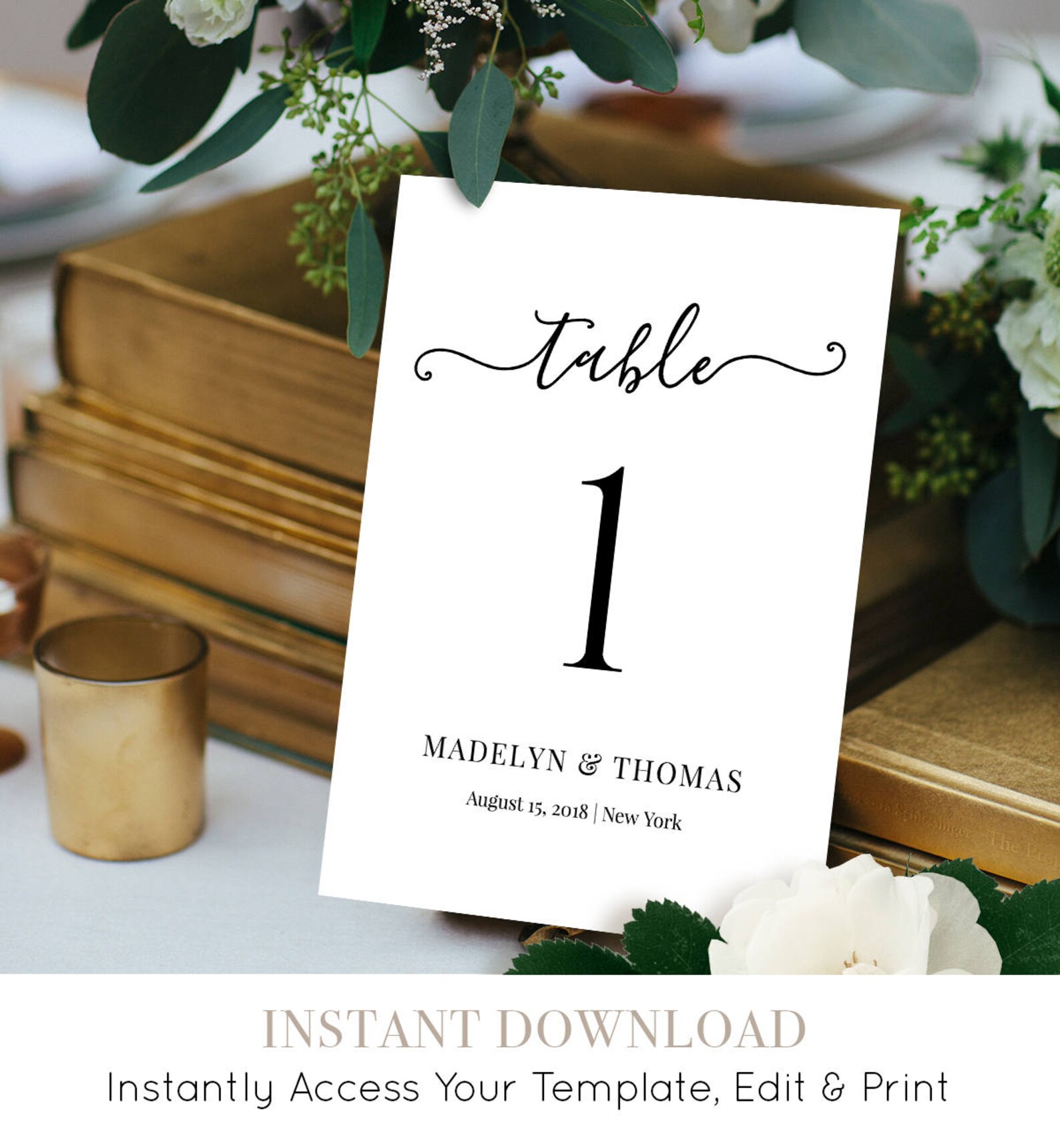 Table Number Card Printable Wedding Table Card Template | Etsy