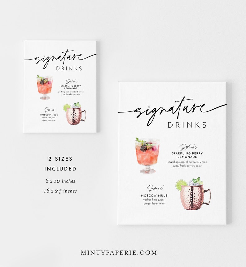 Signature Drinks Sign Cocktails Wine Beer His and Her - Etsy