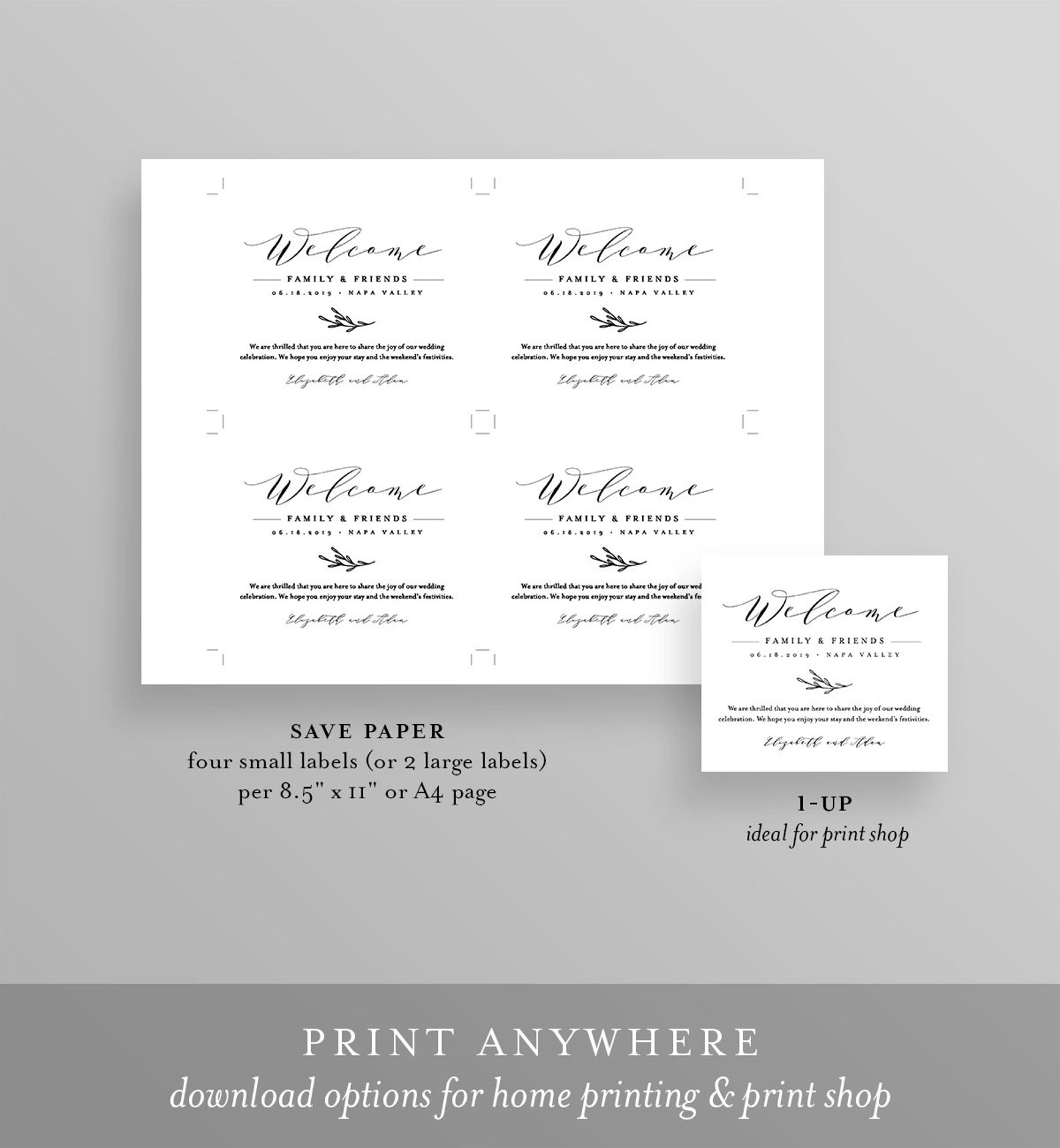 Self-editing Welcome Bag Label Printable Hotel Bag Sticker - Etsy