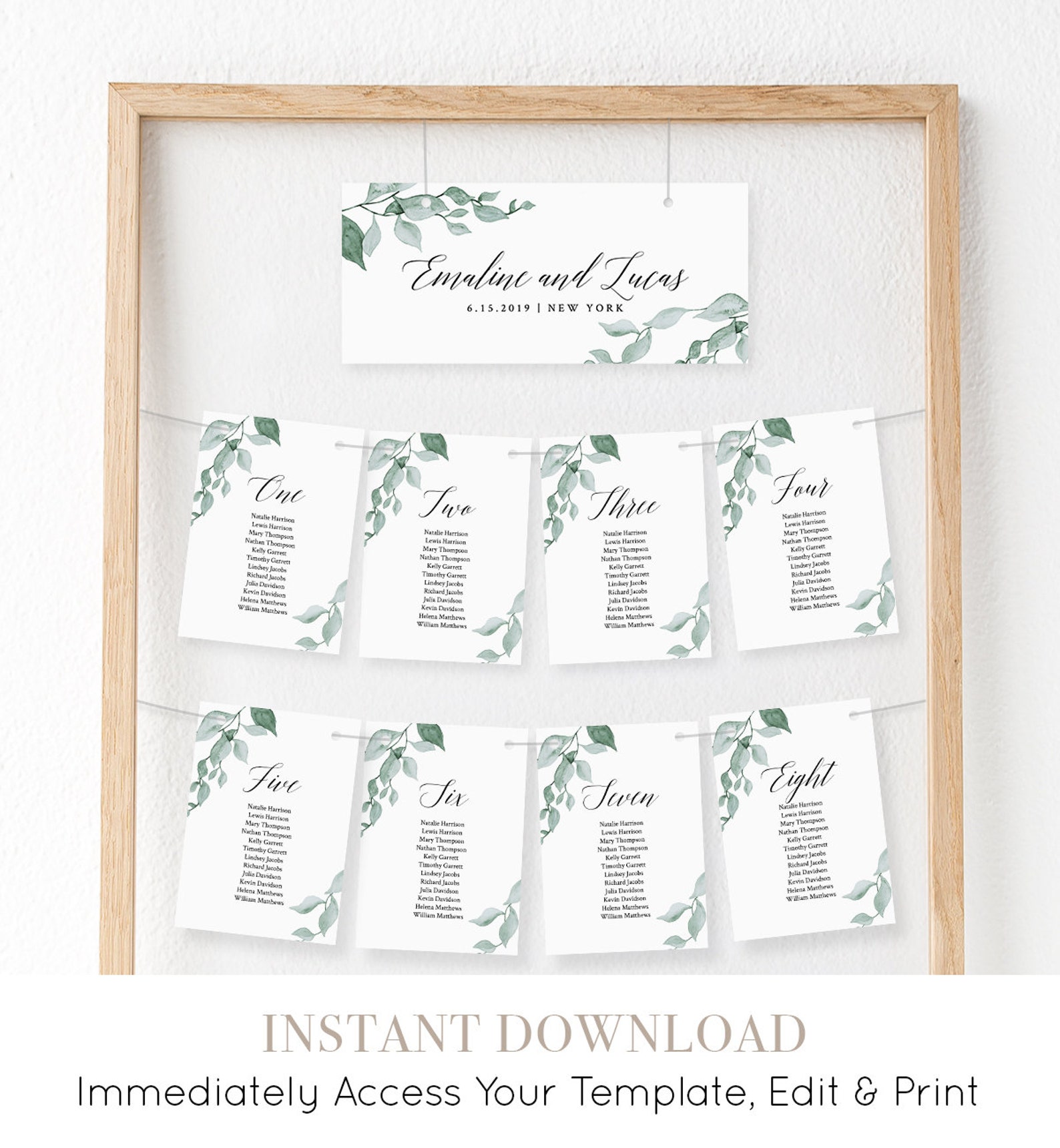 Wedding Seating Chart Template Hanging Seating Cards Seating - Etsy