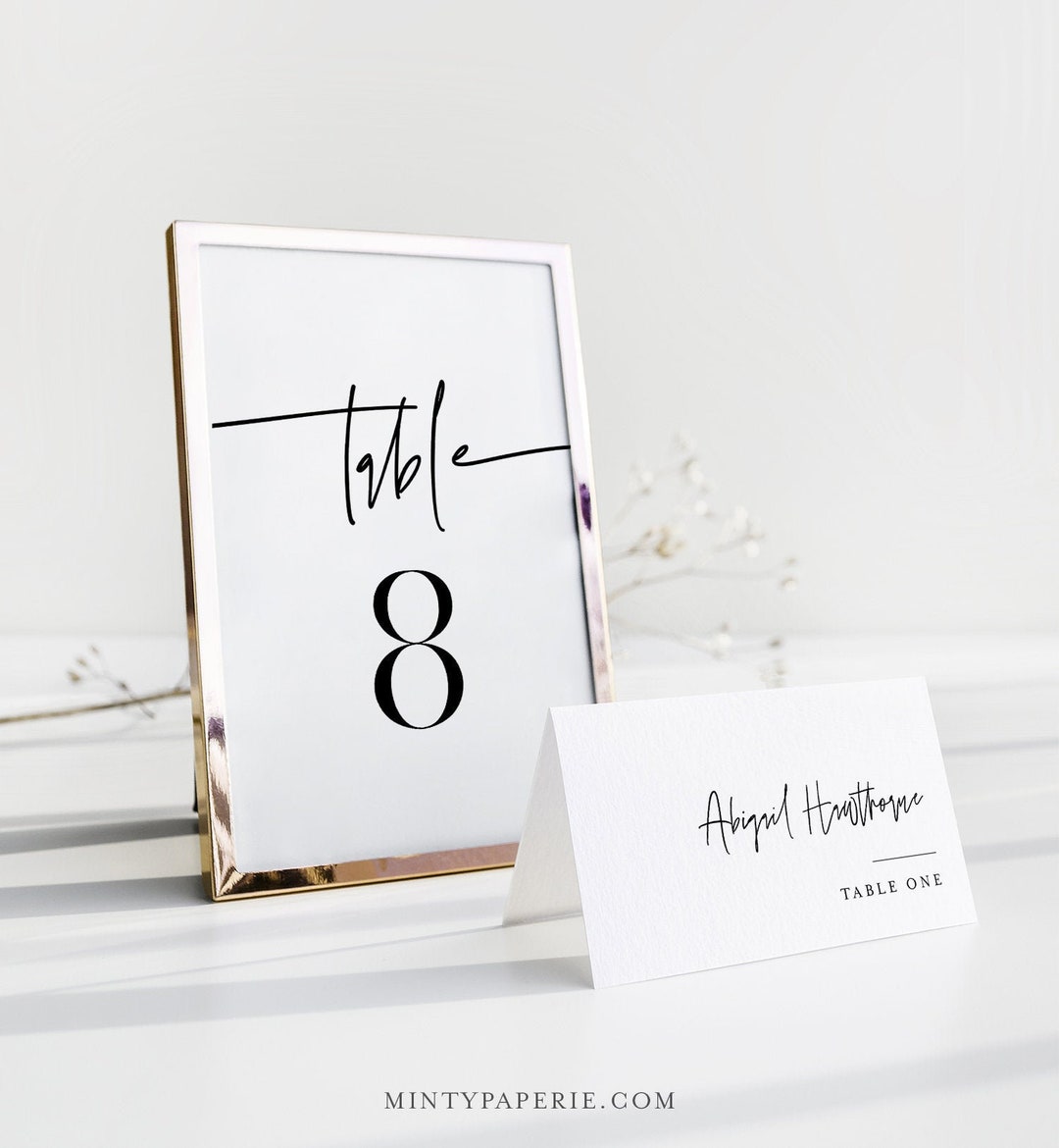 Minimalist Table Number Card Template, Simple Clean Modern Wedding ...