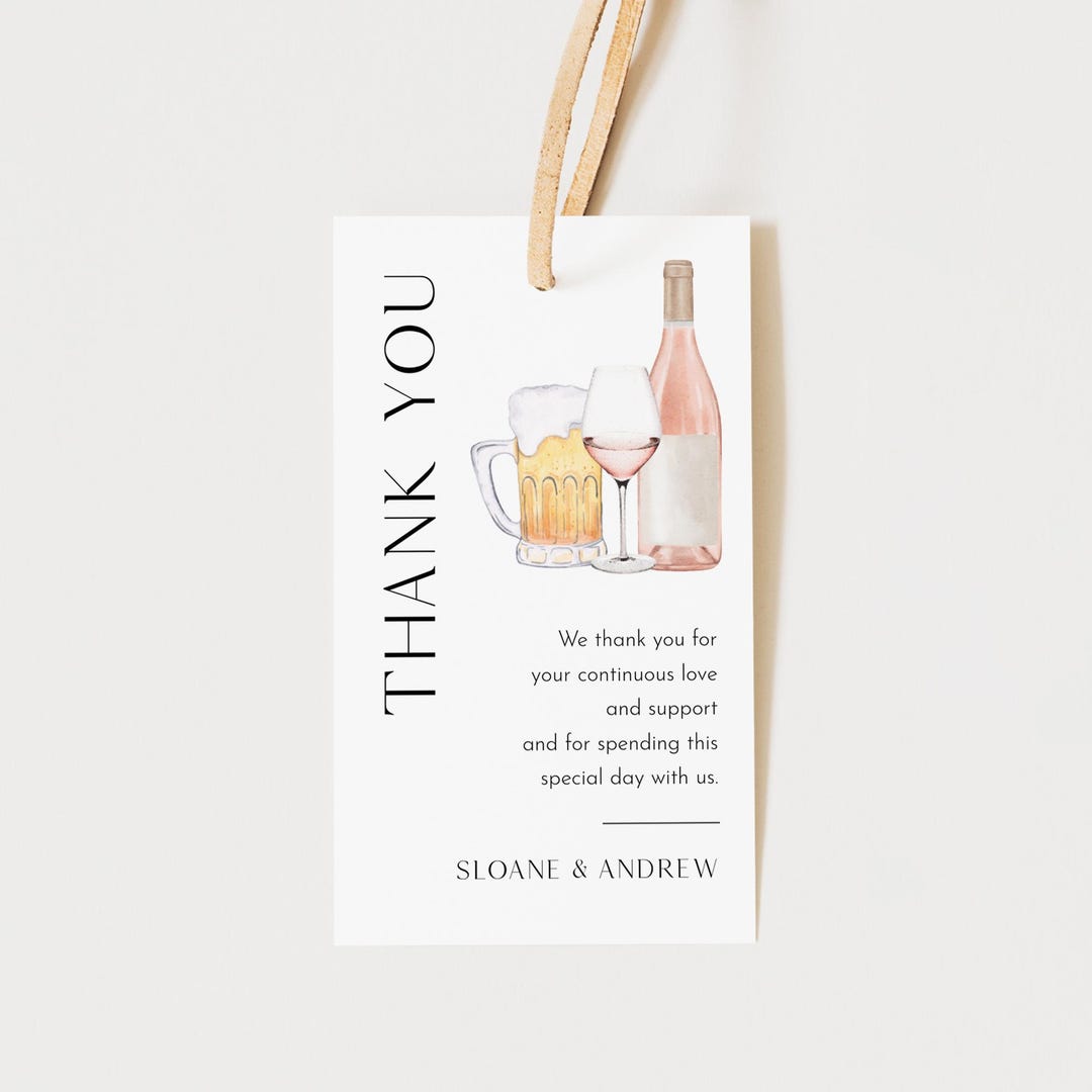 Rose and IPA Favor Tag for Bridal Shower or Wedding, Brews Bubbly, Wine ...