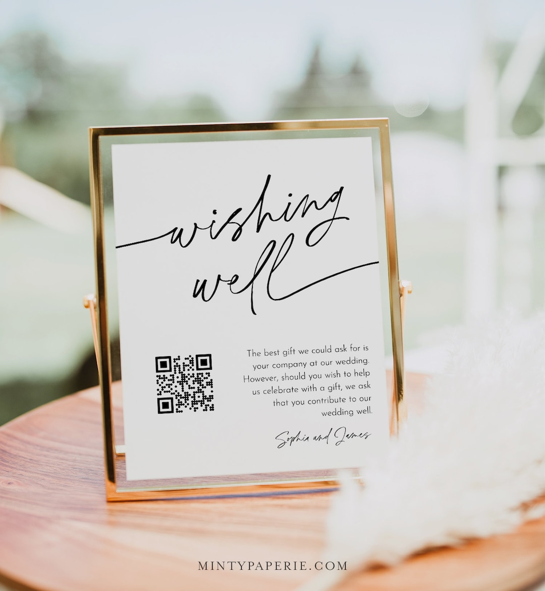 Wishing Well Sign, Honeymoon Fund Card, QR Wedding Fund Insert, Venmo ...
