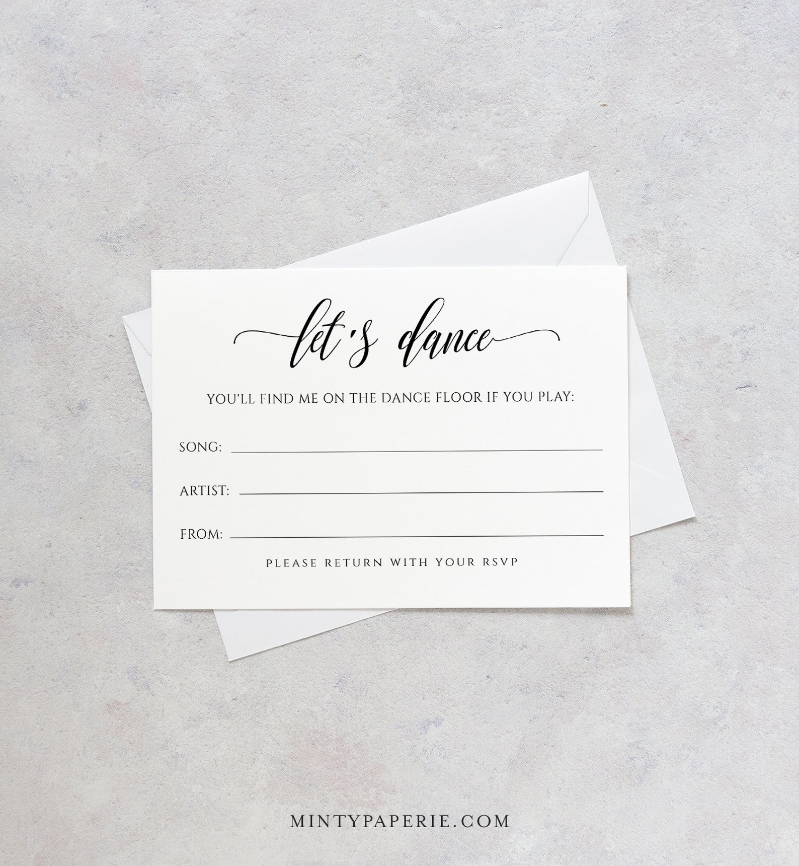 Wedding Song Request Card, Printable DJ Request, Song Request RSVP ...
