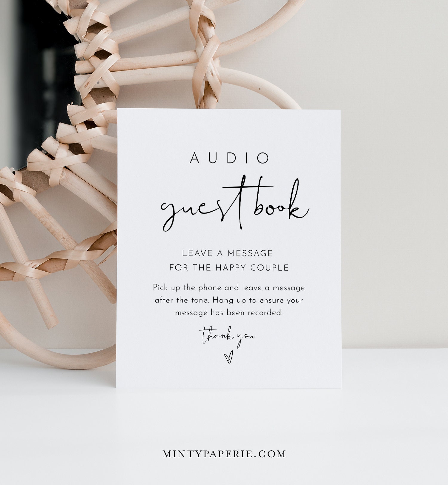 Audio Guest Book Sign Telephone Guestbook Leave A Message Wedding Phone Editable Template 