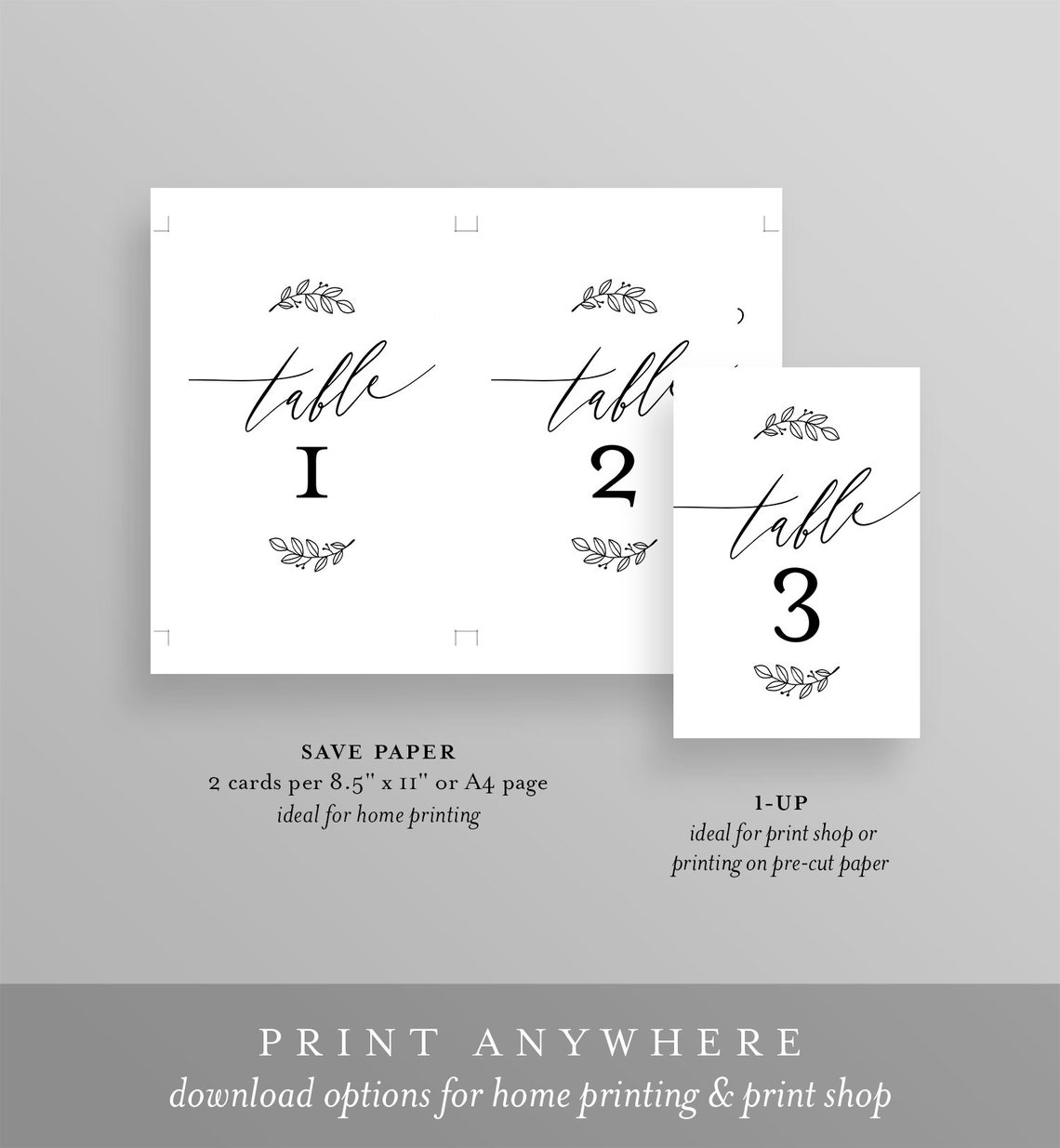 Table Number Card Template Printable Rustic Wedding Table | Etsy
