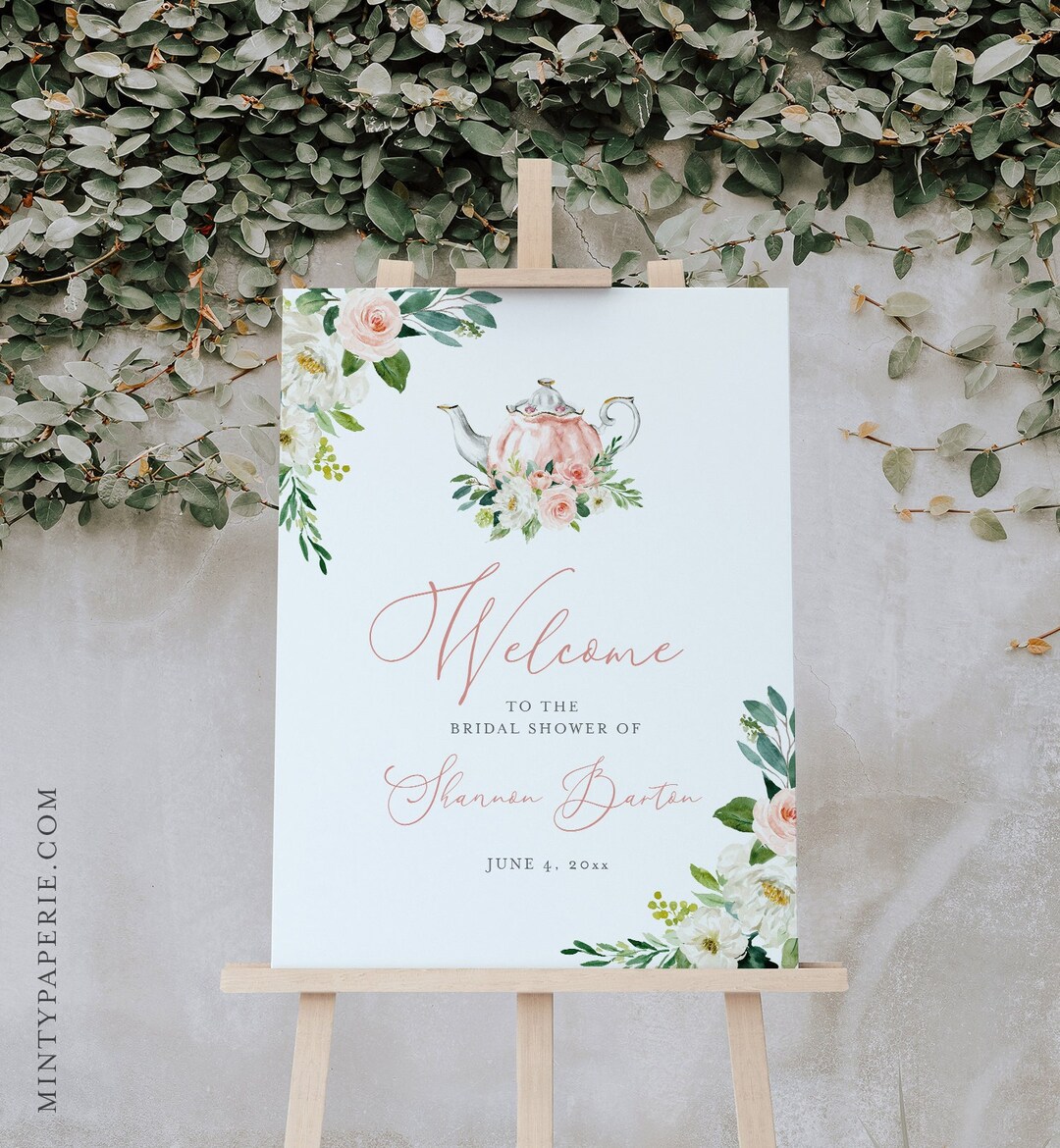 Tea Party Welcome Sign Template, Printable Bridal Tea Shower Welcome ...